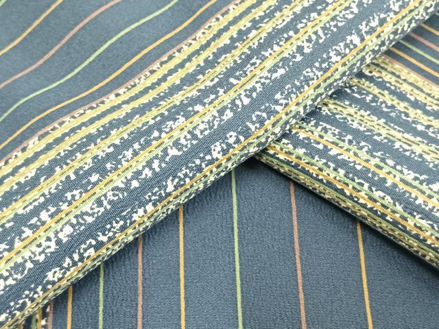 平和屋着物▽小紋　単衣　縞　洗える着物　AAAW1725fy