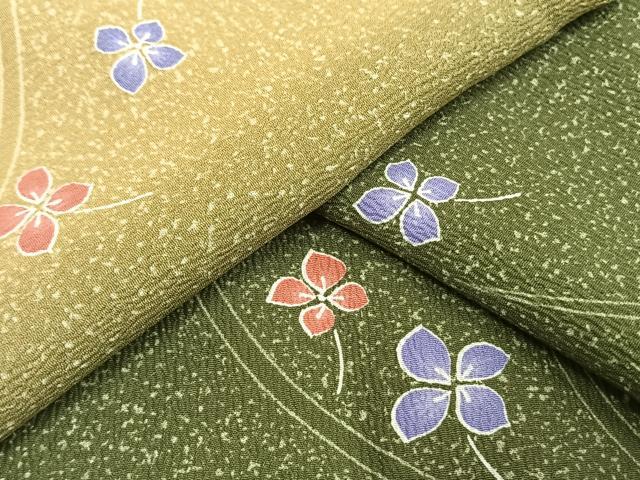 平和屋着物▽小紋　単衣　舞花文　暈し染め　洗える着物　AAAW1747fy