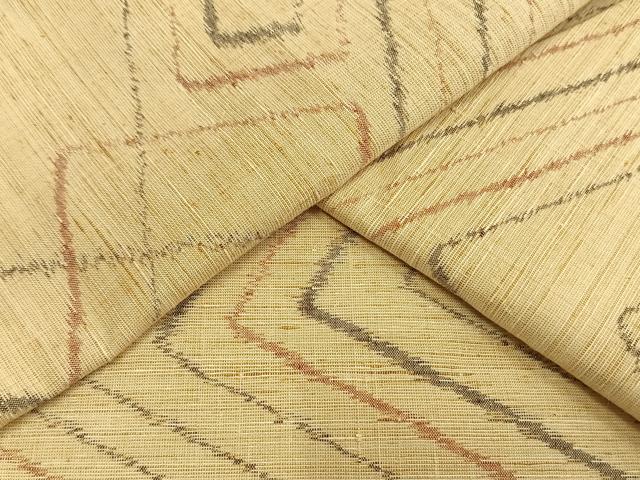 平和屋着物▽上質な紬 　単衣　幾何学文様 　正絹　逸品　未使用　AAAW1753fy