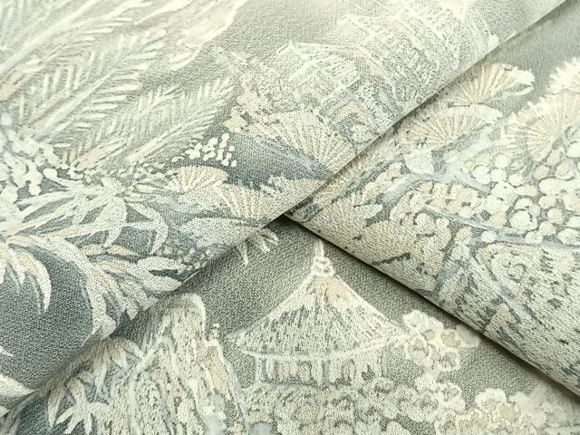 平和屋着物▽上質な小紋　単衣　風景文　暈し染め　正絹　逸品　AAAW1754fy