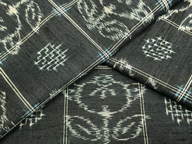 平和屋着物▽上質な紬　単衣　草花文　正絹　逸品　AAAW1756fy