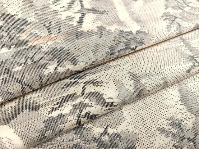 平和屋着物●本場大島紬　白大島　総絣　風景樹林文　正絹　逸品　AAAW1822ph