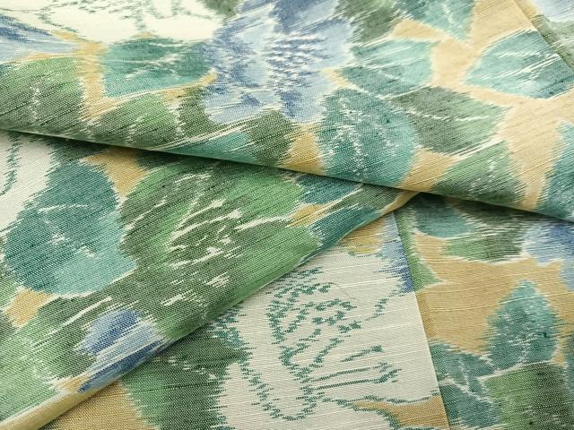 平和屋着物●小千谷紬　草花文　正絹　逸品　未使用　AAAW1827ph