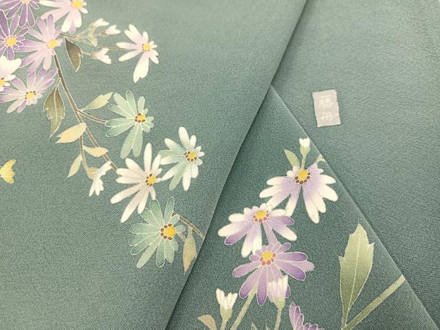 平和屋着物●十日町友禅　女流作家　遠田藤舟　訪問着　枝花文　やまと誂製　正絹　逸品　AAAW1854ph