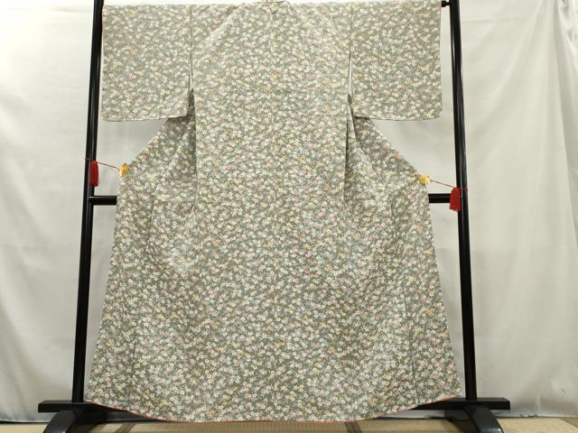 平和屋着物●上質な小紋　草花文　金彩　正絹　逸品　AAAW2644cs