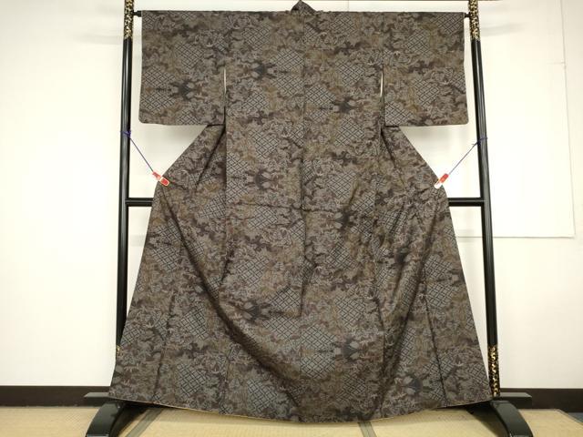 平和屋着物●本場大島紬　7マルキ　七宝草花文　正絹　逸品　AAAW3692ma