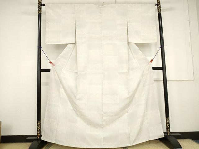 平和屋着物●本塩沢　110亀甲　麻の葉横段文　正絹　逸品　AAAW3702ma