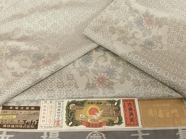 平和屋着物●都喜ヱ門　本場大島紬　白大島　カタス９マルキ　伝統世界　藤絹織物謹製　証紙付き　正絹　逸品　AAAW4009np