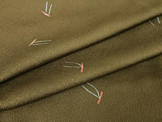 平和屋着物●上質な小紋　海松色　正絹　逸品　AAAW4030np