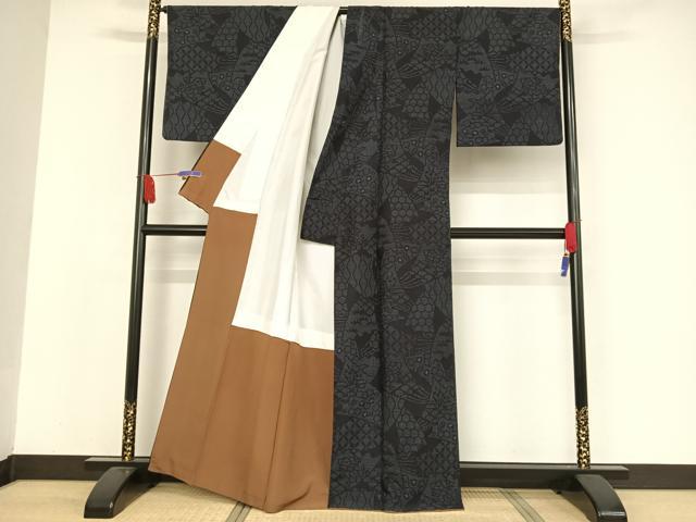 平和屋着物○結城紬 80亀甲 吉祥文 正絹 逸品 AAAW4064np