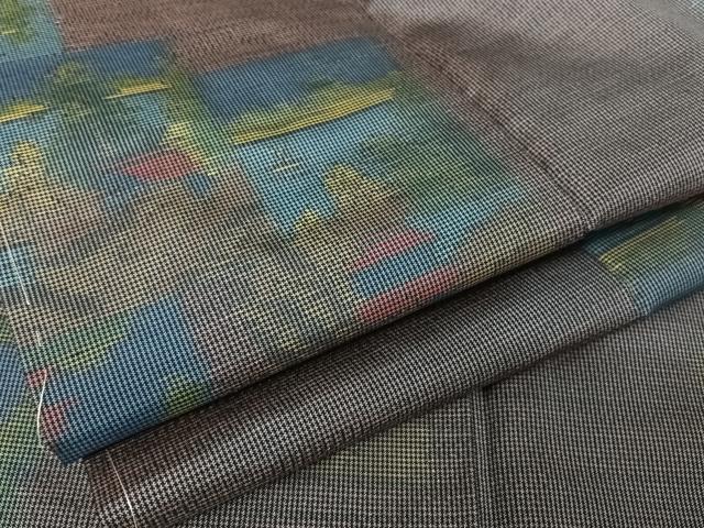 平和屋着物●本場大島紬　一元７マルキ　色紙風景文　正絹　逸品　未使用　AAAW4073np