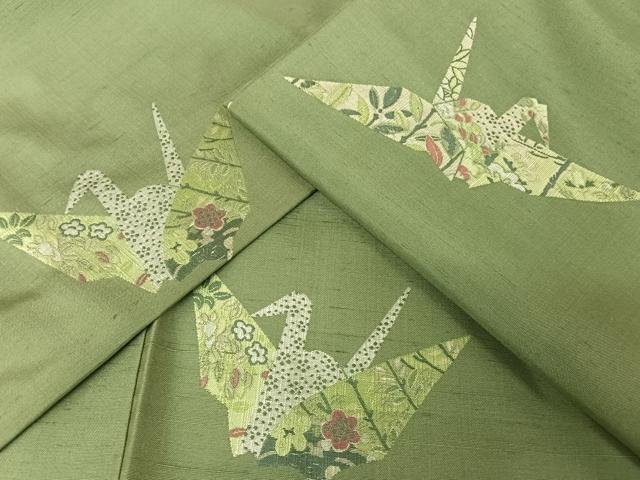 平和屋着物●京の名門・菱屋六右ェ門　紬　折り鶴　正絹　逸品　AAAW4092np