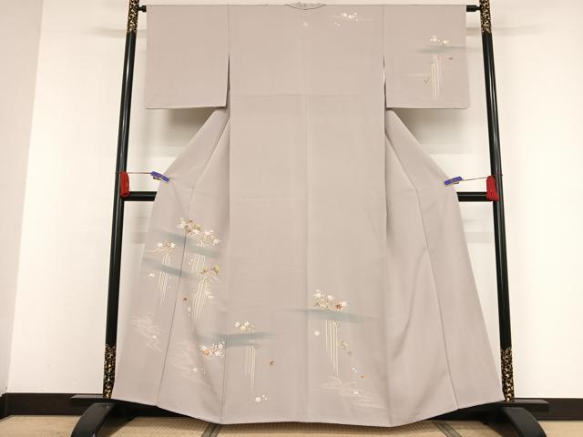 平和屋着物●訪問着　友禅　駒刺繍　流水松桜　暈し染め　金糸　金彩　正絹　逸品　AAAW4119np