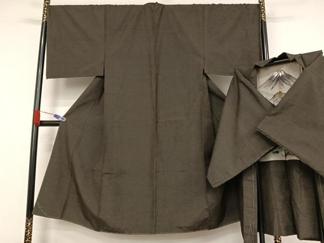 平和屋着物●男性　紬　アンサンブル　檳榔子色　正絹　逸品　未使用　AAAW4128np