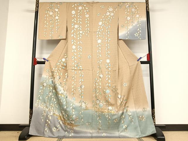 平和屋着物●訪問着　駒刺繍　辻が花　暈し染め　金糸　金彩　正絹　逸品　AAAW4170np
