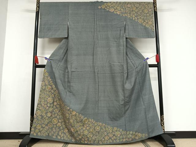 平和屋着物●訪問着　紬地　辻が花　絞り　金彩　正絹　逸品　AAAW4196np