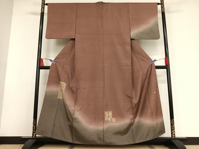 平和屋着物●訪問着　紬地　友禅　作家物　几帳文　唐辛子　暈し染め　正絹　逸品　AAAW4210np