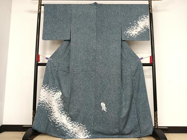 平和屋着物●訪問着　手描き　鳥　たたき染め　金彩　さが美扱い　正絹　逸品　AAAW4231np