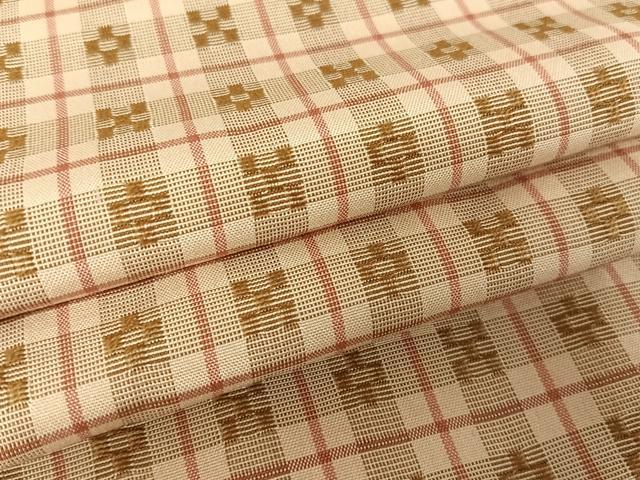 平和屋着物●花織　紬　格子　正絹　逸品　AAAW4234np