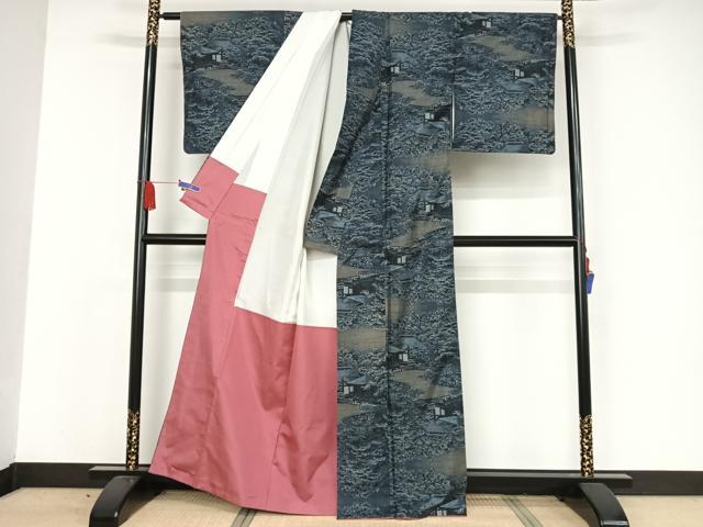 平和屋着物○本場大島紬 カタス9マルキ 草花文 正絹 逸品 AAAY8975ph