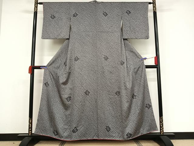 平和屋着物●上質な小紋　総絞り　刺繍　エシャロット　正絹　逸品　AAAW4286np