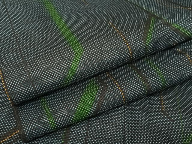 平和屋着物●本場大島紬　一元7マルキ　幾何学文様　正絹　逸品　AAAW4298np