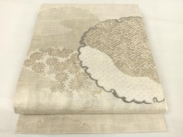 平和屋着物▽六通柄袋帯　雪輪花文　金銀糸　スリーシーズン　春夏秋　正絹　逸品　AAAW4310np