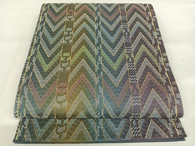 平和屋着物●六通柄袋帯　天平組織　本泥染袋帯　間道　金糸　正絹　逸品　AAAW4317np