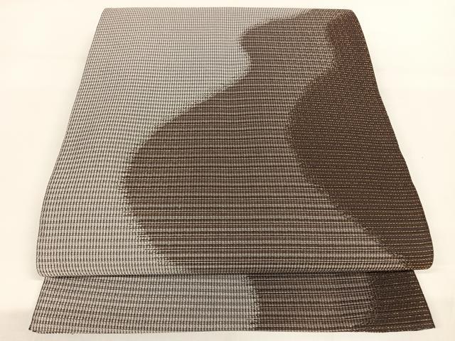 平和屋着物●両面六通柄袋帯　霞文　縞　金糸　さが美扱い　正絹　逸品　AAAW4325np