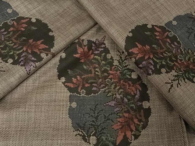 平和屋着物●本場大島紬　カタス9マルキ　雪輪草花文　正絹　逸品　AAAW4381np