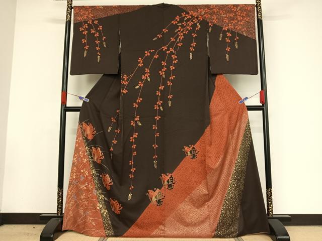 平和屋着物●訪問着　花蝶文　金彩　正絹　逸品　AAAW4386np