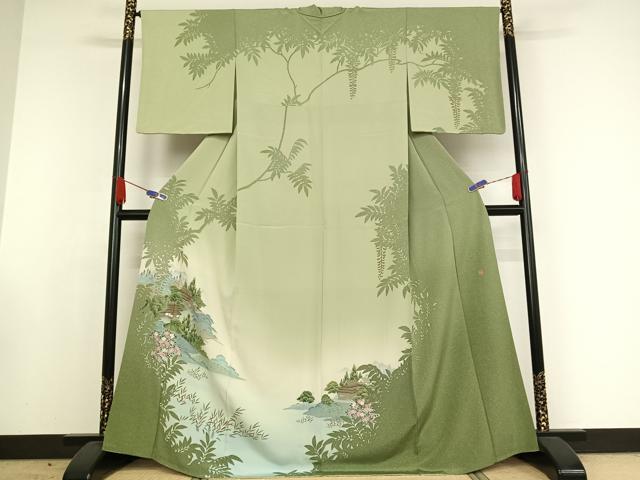 平和屋着物●訪問着　友禅　作家物　風景文　暈し染め　金糸　正絹　逸品　AAAW4398np