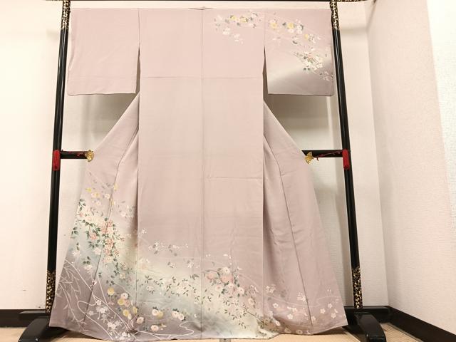 平和屋着物●訪問着　枝花文　暈し染め　正絹　逸品　AAAW4440ph