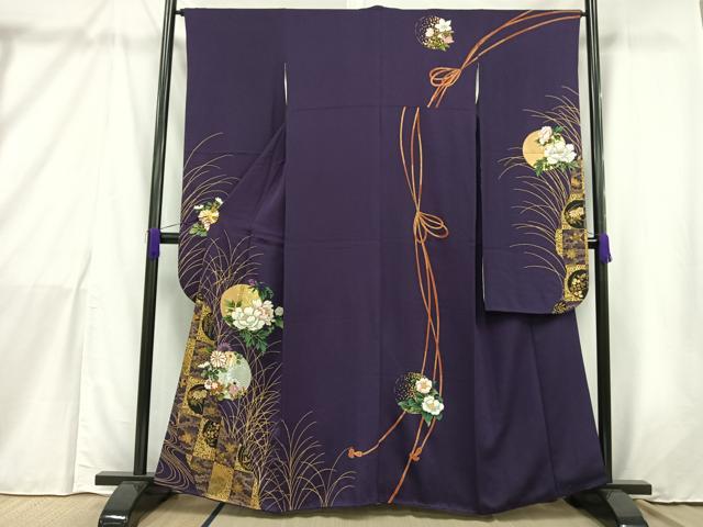 平和屋着物●ブライダルファッションデザイナー・桂由美　振袖　満月　草花文　金銀彩　正絹　逸品　AAAW5159mf