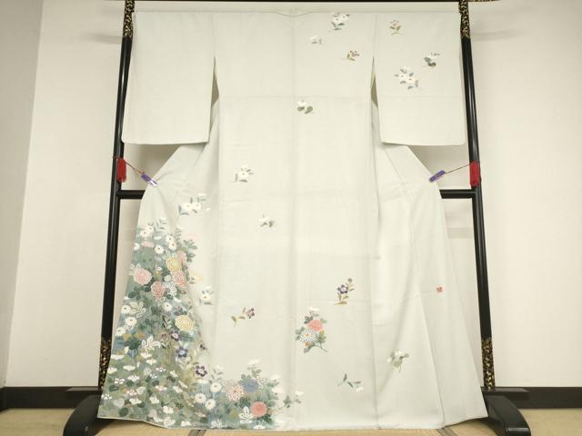 平和屋着物●訪問着　友禅　作家物　森　草花文　正絹　逸品　AAAW5216br