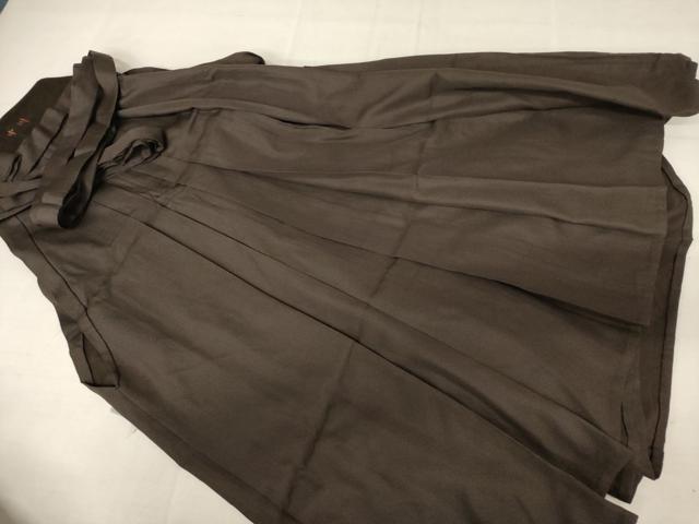 平和屋着物●男性　馬乗り袴　色無地　憲法黒茶色　正絹　逸品　AAAW5246br