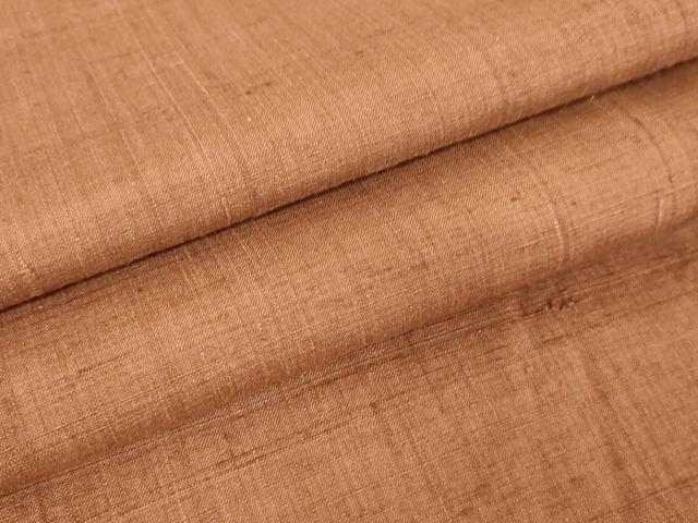 平和屋着物●結城紬　色無地　赭色　正絹　逸品　AAAW5259br