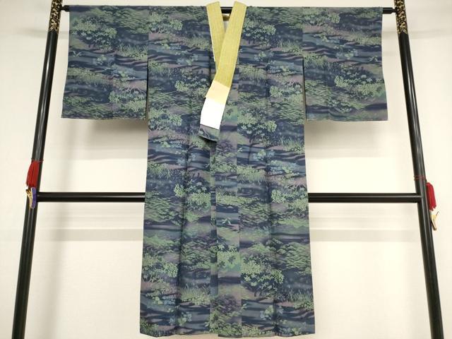 平和屋着物○結城紬 100亀甲 笹竹文 正絹 逸品 未使用 AAAV7085zg