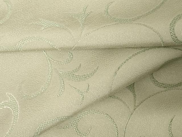 平和屋着物●お召　花唐草文　通し胴裏　青磁鼠色　正絹　逸品　AAAW5356br