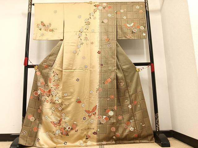 平和屋着物●訪問着　花蝶文　金彩　松屋扱い　正絹　逸品　AAAW5561ph
