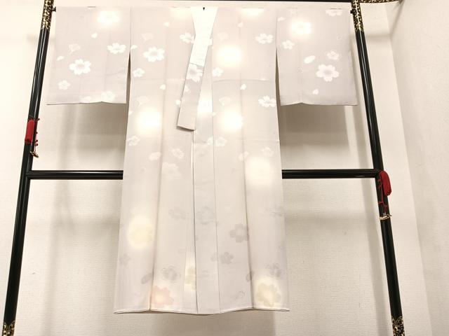 平和屋着物●長襦袢　袷　舞桜地紋　暈し染め　正絹　逸品　AAAW5572ph