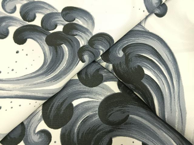 平和屋着物▽男性　小紋　単衣　立波文　洗える着物　AAAW7566fy