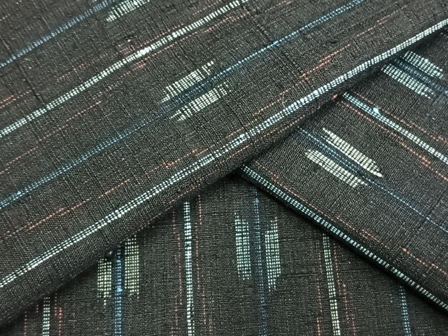 平和屋着物▽上質な紬　単衣　縞　正絹　逸品　AAAW7573fy