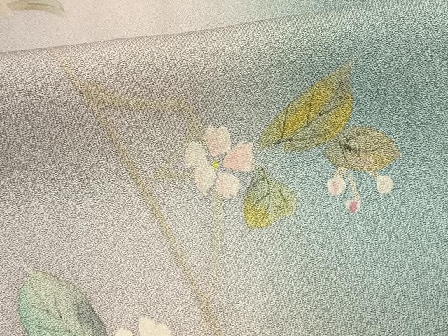 平和屋着物▽上質な小紋 単衣 手描き 枝花文 正絹 逸品 CAAR6236kb