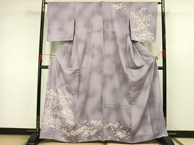 平和屋着物▽訪問着　単衣　草花文　正絹　逸品　AAAW7584fy