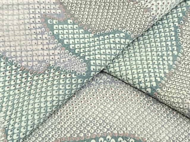 平和屋着物▽小紋　単衣　ふくれ織　鹿の子文様　洗える着物　未使用　AAAW7588fy