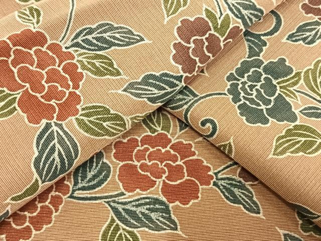 平和屋着物▽上質な小紋　単衣　紬地　花唐草文　正絹　逸品　AAAW7592fy