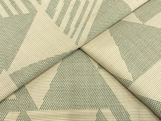 平和屋着物▽上質な紬　単衣　幾何学文様　正絹　逸品　AAAW7603fy