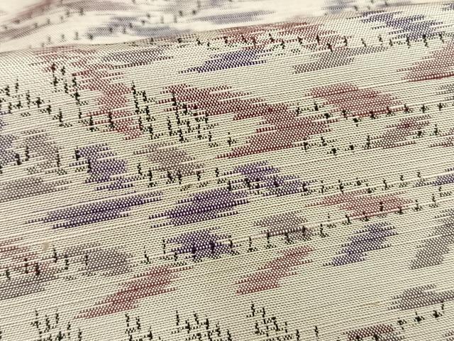 平和屋着物▽上質な紬 単衣 葉尽くし 正絹 逸品 未使用 AAAW7617fy