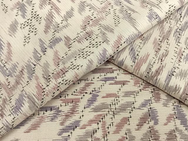 平和屋着物▽上質な紬　単衣　葉尽くし　正絹　逸品　未使用　AAAW7617fy